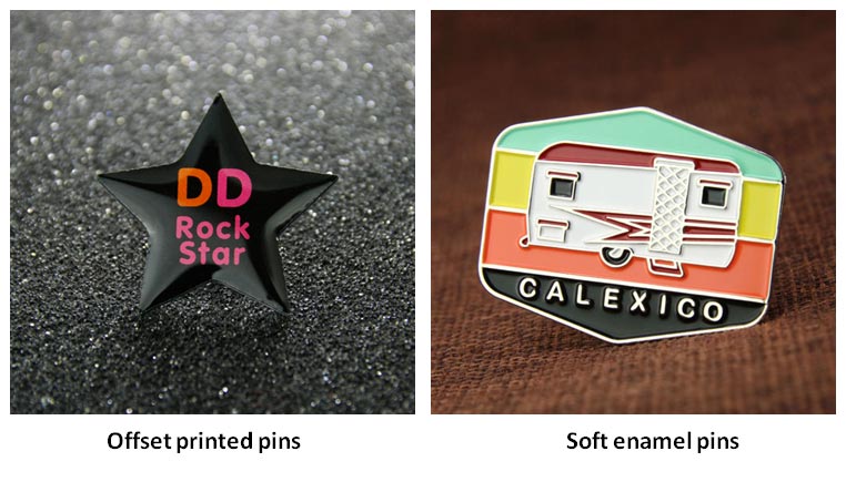 What is the different between offset printed pins and enamel pins